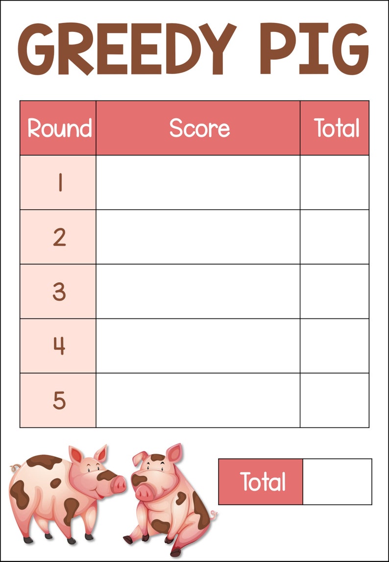Addition Math Game of Chance and Probability, Greedy Pig Math Game, Fun ...