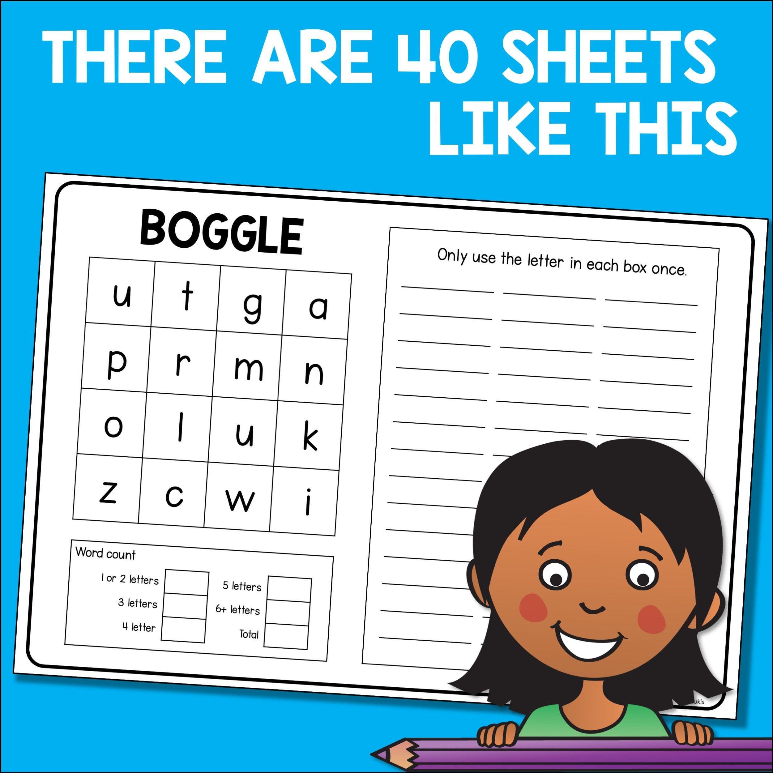 Boggle Word Game Printable Pages, Printable Word Puzzle Pages and ...