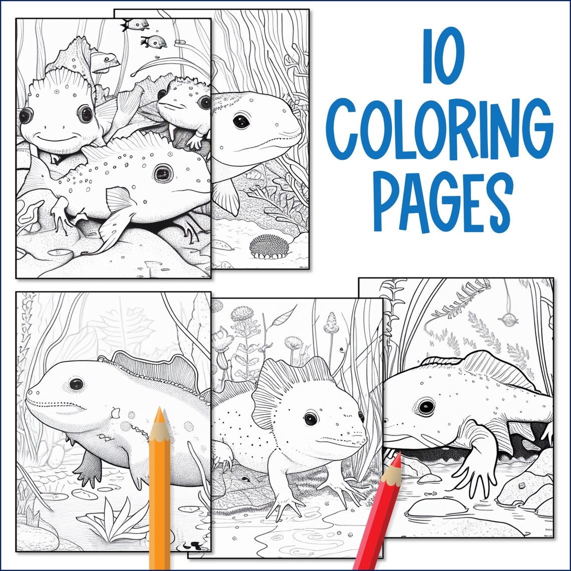 Axolotl Coloring Book Digital Download, Kids Printable Coloring Pages ...