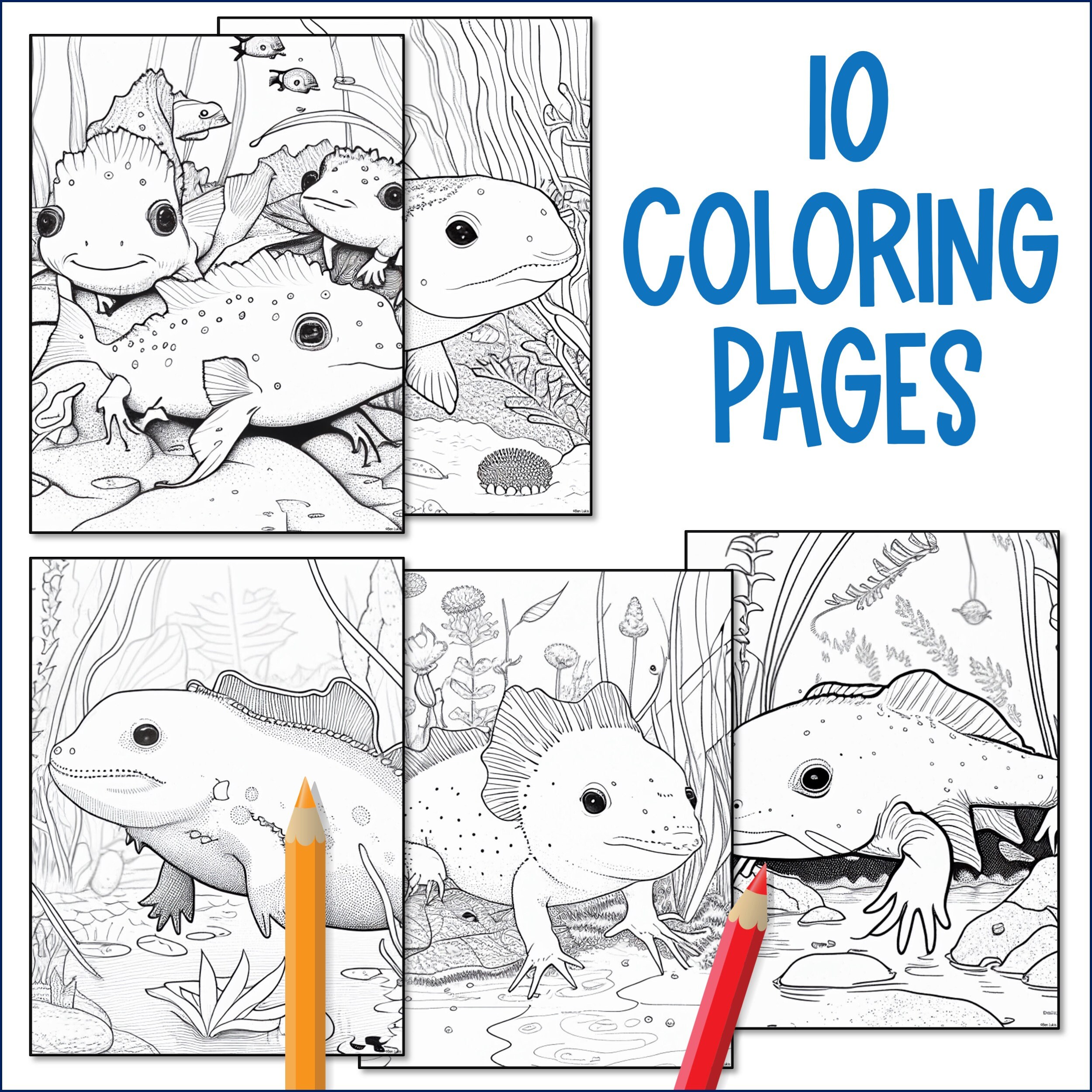 Axolotl Coloring Book Digital Download, Kids Printable Coloring Pages ...