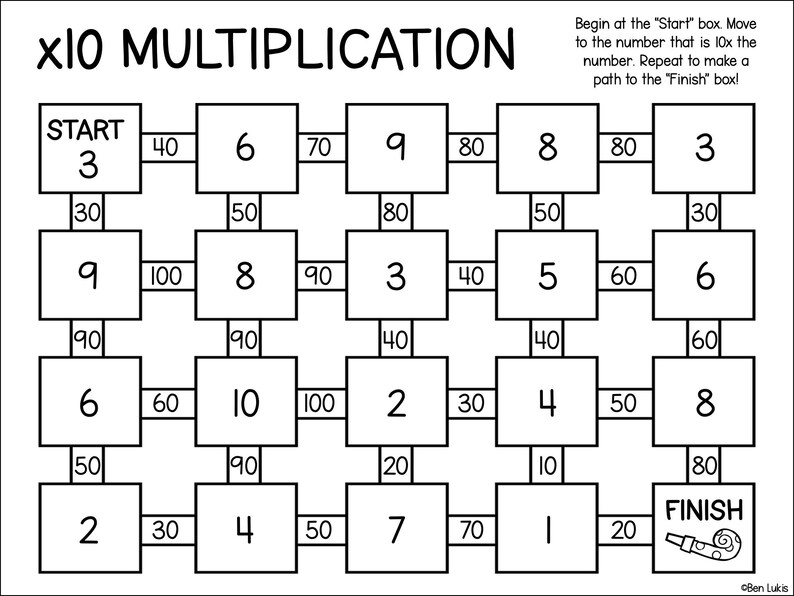 Multiplication Fact Mazes, Times Tables Math Activities for Kids ...