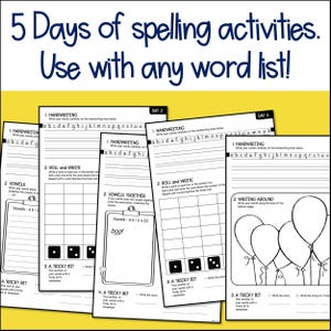 Daily Spelling Practice Activities, Homeschool Worksheets (PDF) - Etsy