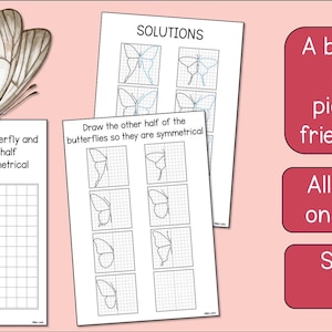 Symmetry Drawing of Butterflies, Art and Math Worksheets, Butterfly ...
