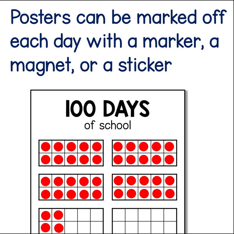 100 Days of School Countdown Posters, 100th Day of School Math Counting ...