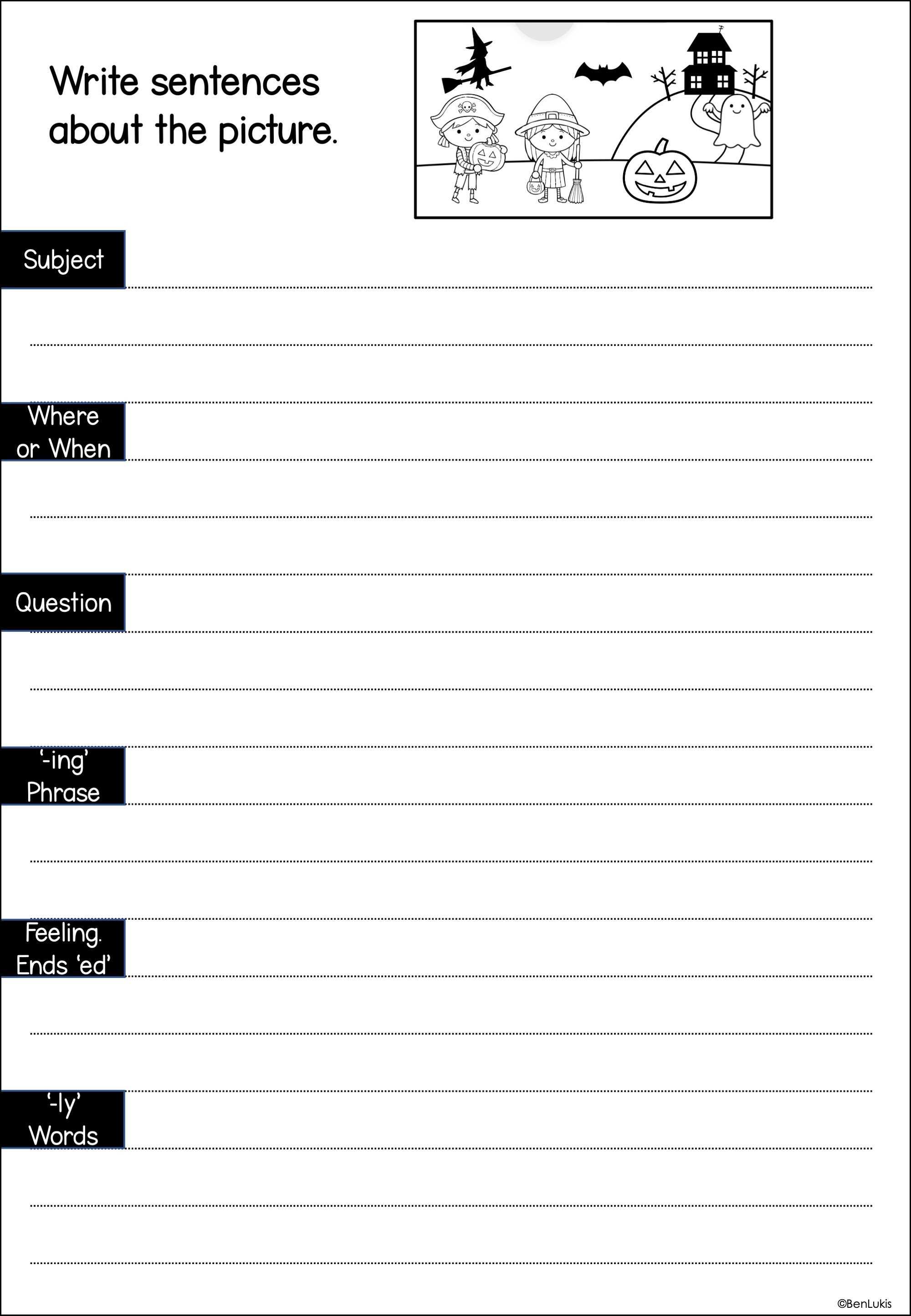 Sentence Writing Prompts and Starters, Ways to Begin Writing Sentences ...