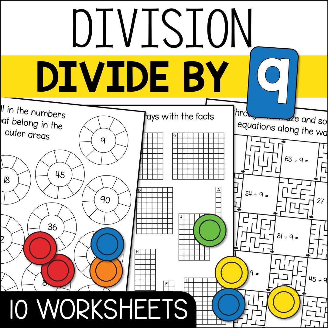 Division Practice Worksheets Dividing by 9 Division Facts - Etsy