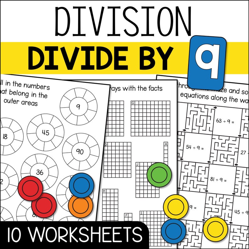 Division Practice Worksheets Dividing by 9 Division Facts - Etsy