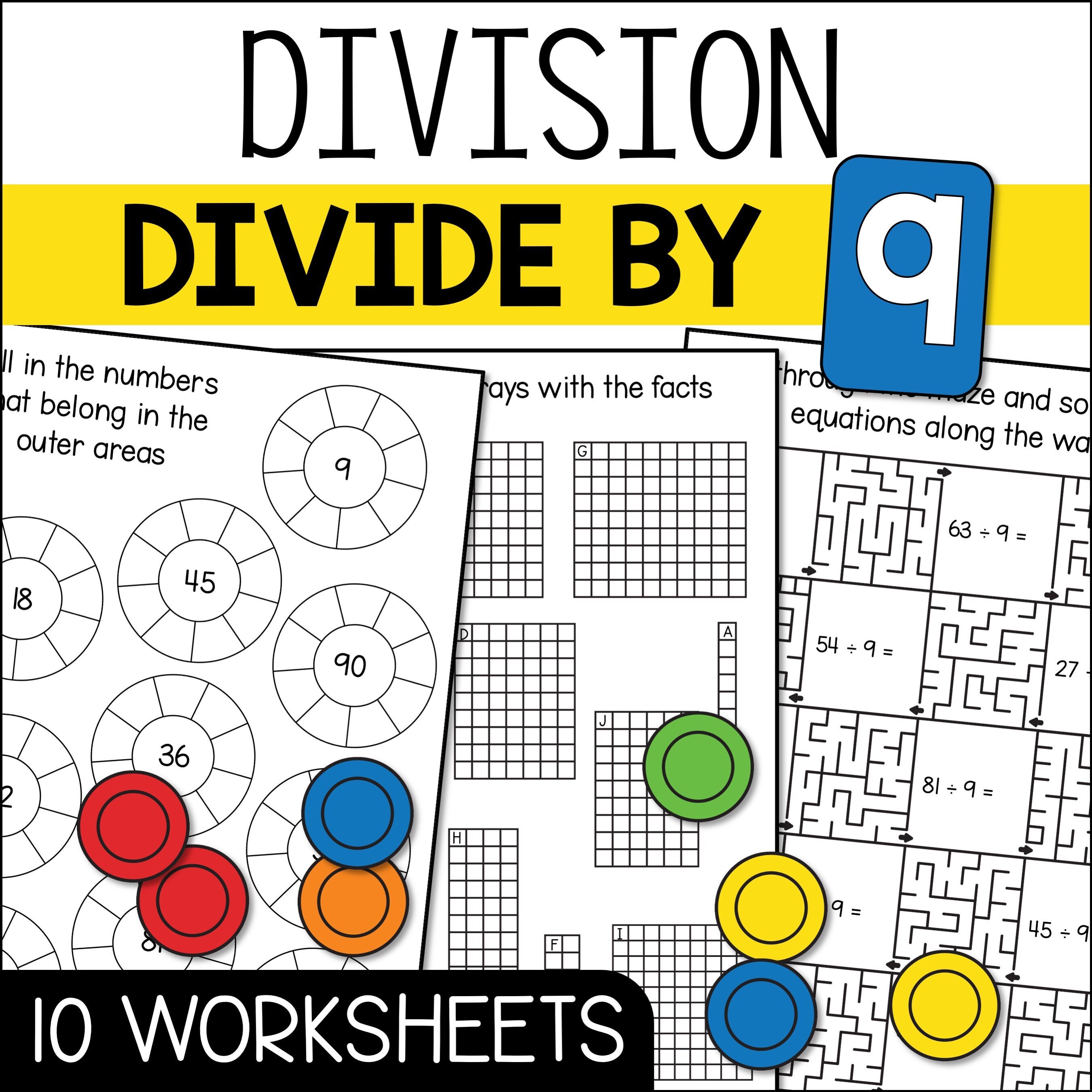 Division Practice Worksheets Dividing by 9 Division Facts - Etsy