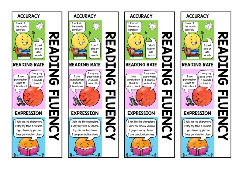 Reading Fluency Bookmarks for Kids, Printable Homeschool & Home Reading ...