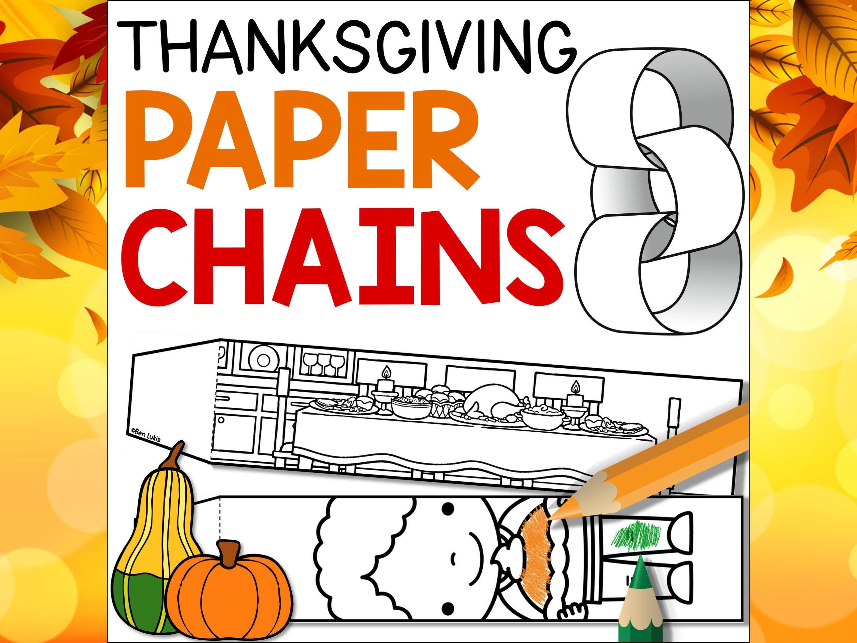 Thanksgiving Paper Chains, Printable Thanksgiving Craft, DIY Decoration ...