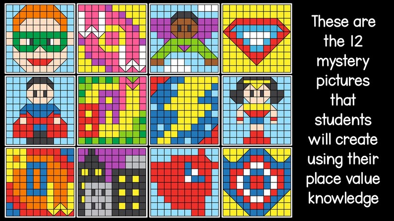 Place Value to 100 and Superhero Picture Math Worksheets, Place Value ...