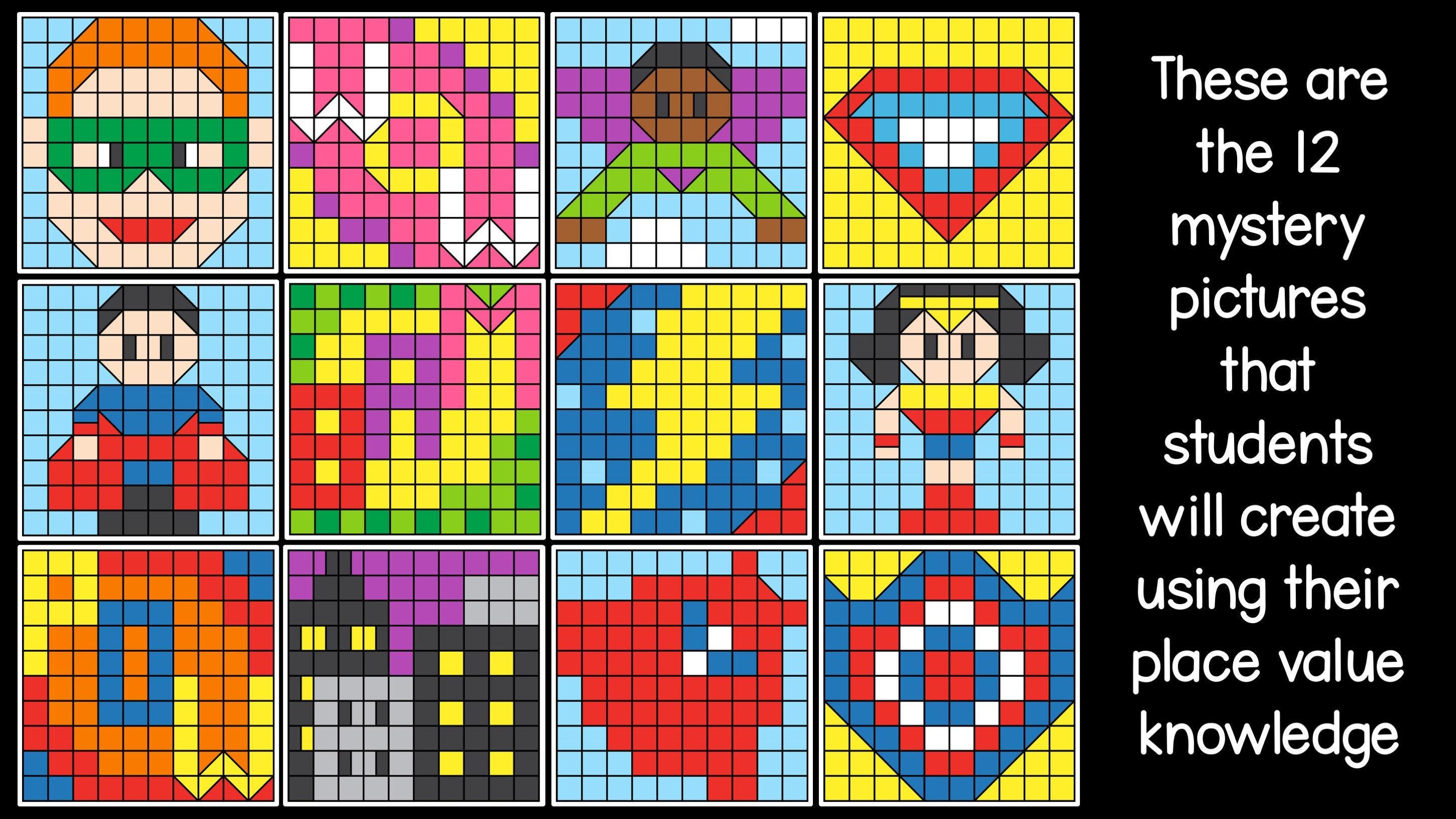 Place Value to 100 and Superhero Picture Math Worksheets, Place Value ...