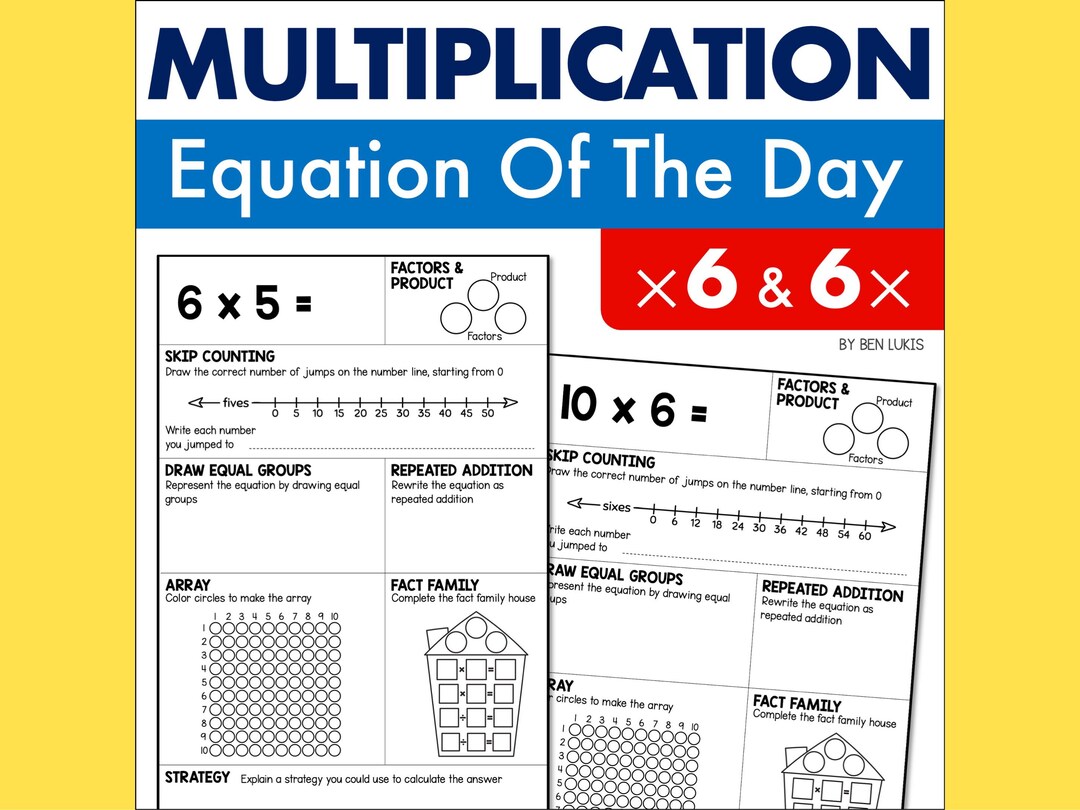 6 Times Table Worksheets, Multiplication Equation of the Day (printable ...