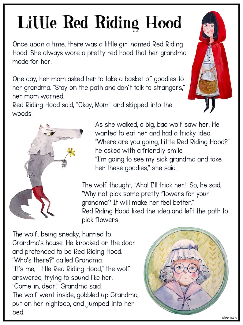 Little Red Riding Hood Reading Passages, Fairy Tale to Read ...