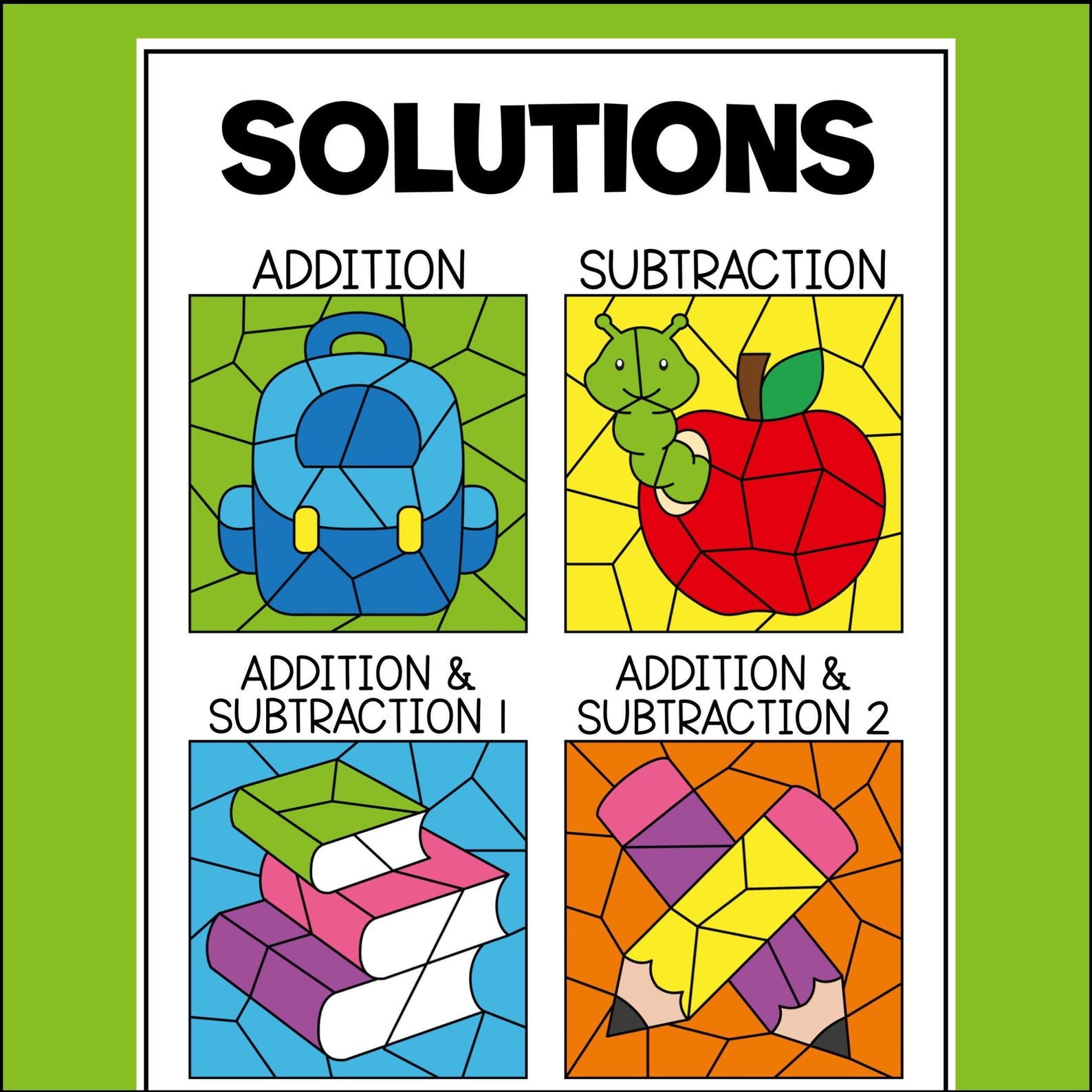Color by Number Addition and Subtraction Within 20 Worksheets, Math ...