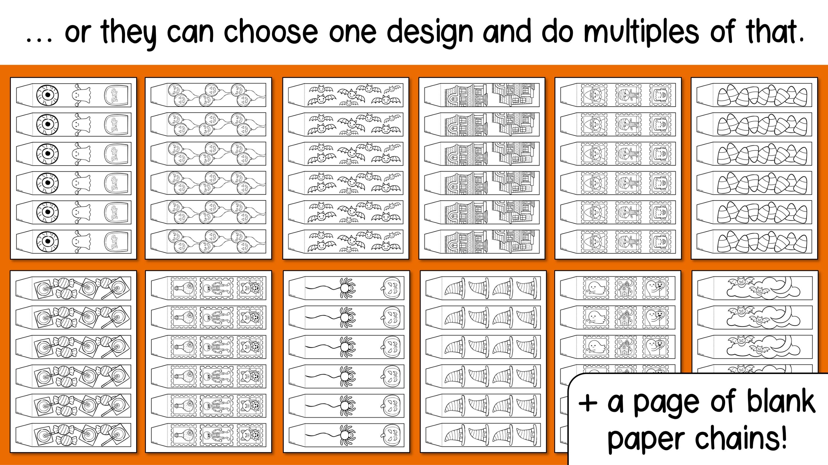 Halloween Paper Chain Craft, Halloween Coloring, Classroom Decor and ...