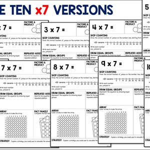 7 Times Table Multiplication Equation of the Day Practice Worksheets ...