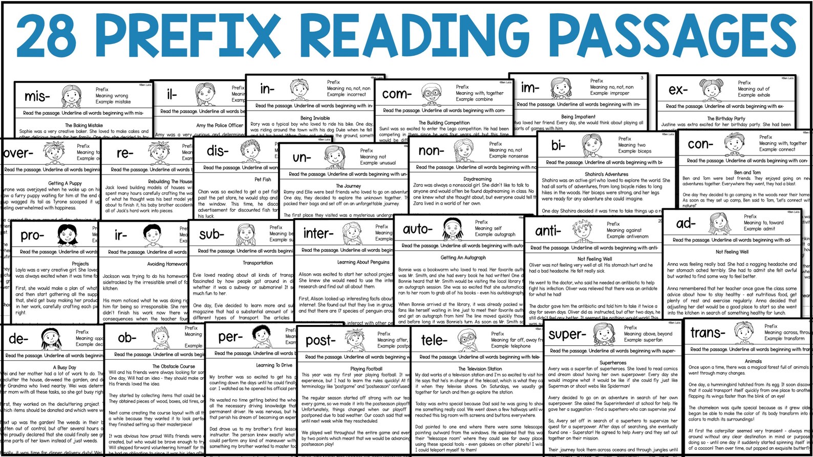 Prefix and Suffix Morphology Reading Passages for Kids Learning About ...