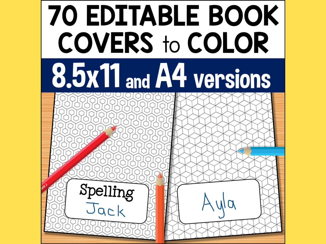 Buy Editable Book Covers to Color, 8.5x11 and A4 Versions, Digital ...