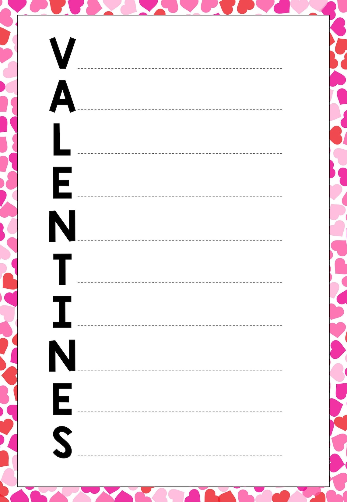 Valentines Day Acrostic Poetry Writing Templates, Valentines Day Poem ...