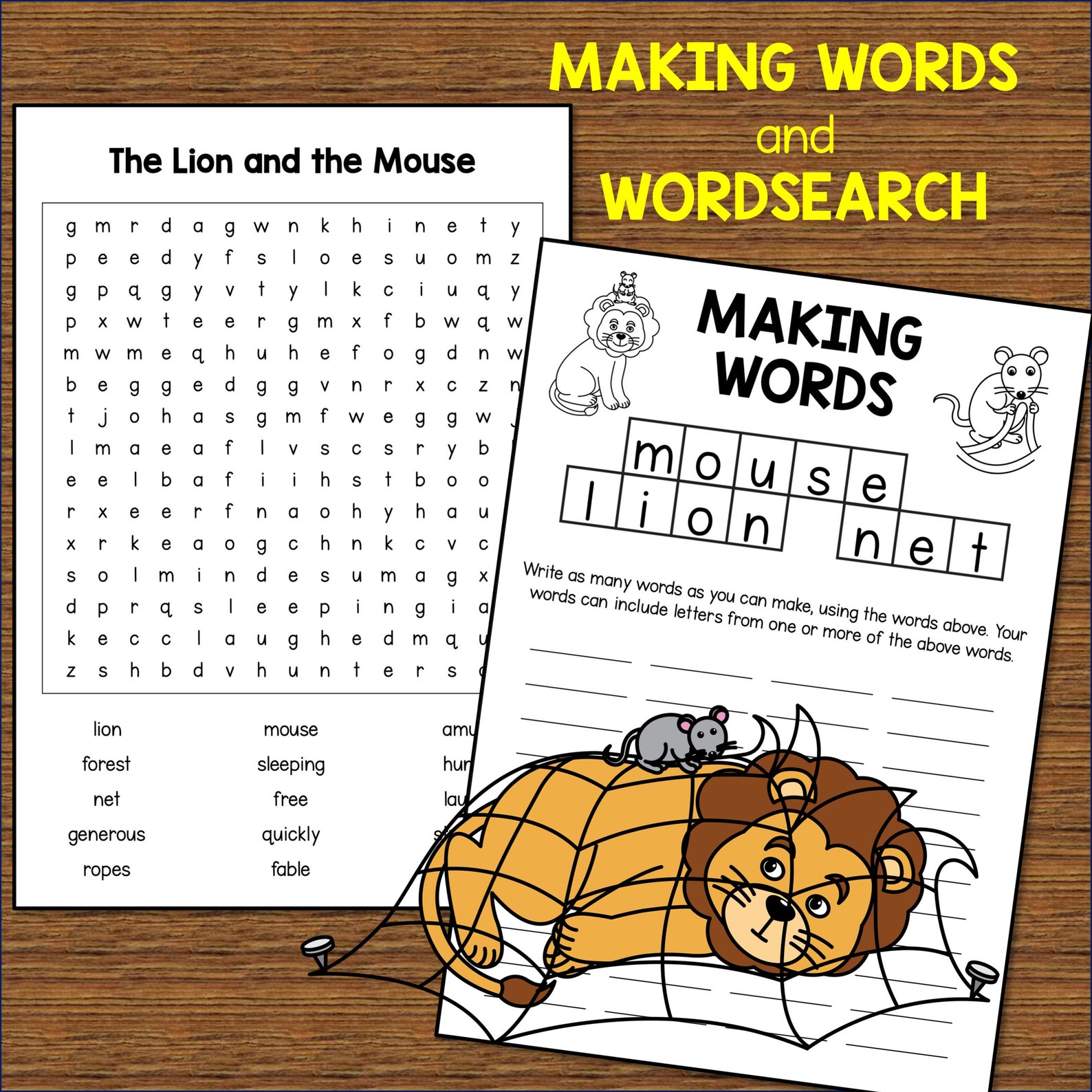 The Lion and the Mouse, Aesop's Fables Activities, Literacy for A Week ...