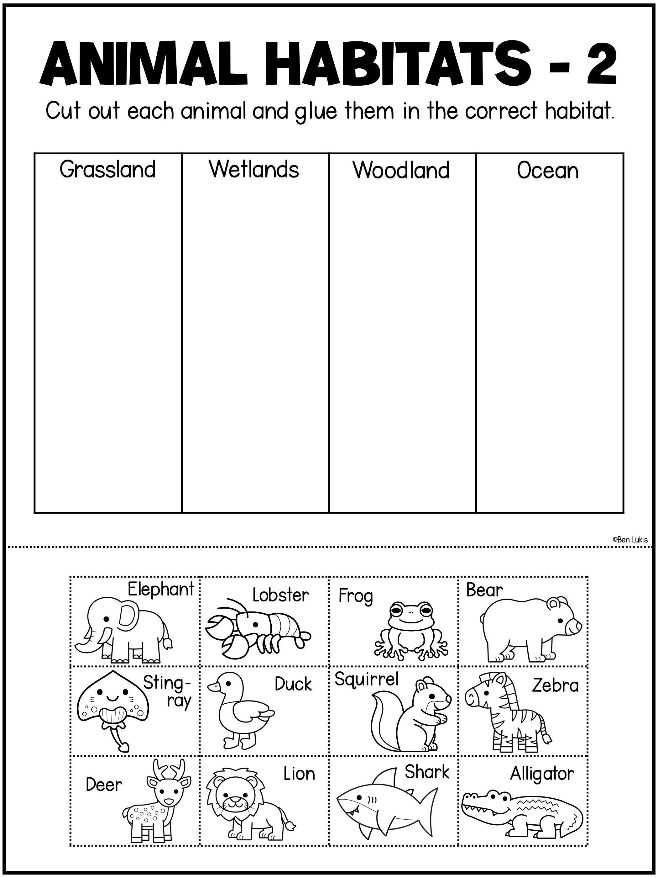 Animal Habitats Matching Activity, Homeschool Resource (printable PDF ...