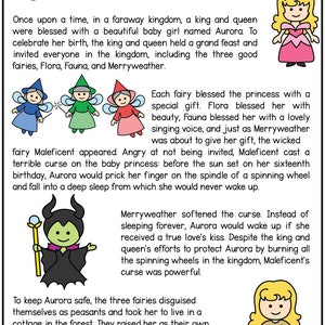 Sleeping Beauty Comprehension Worksheets, Reading Activities, Word ...