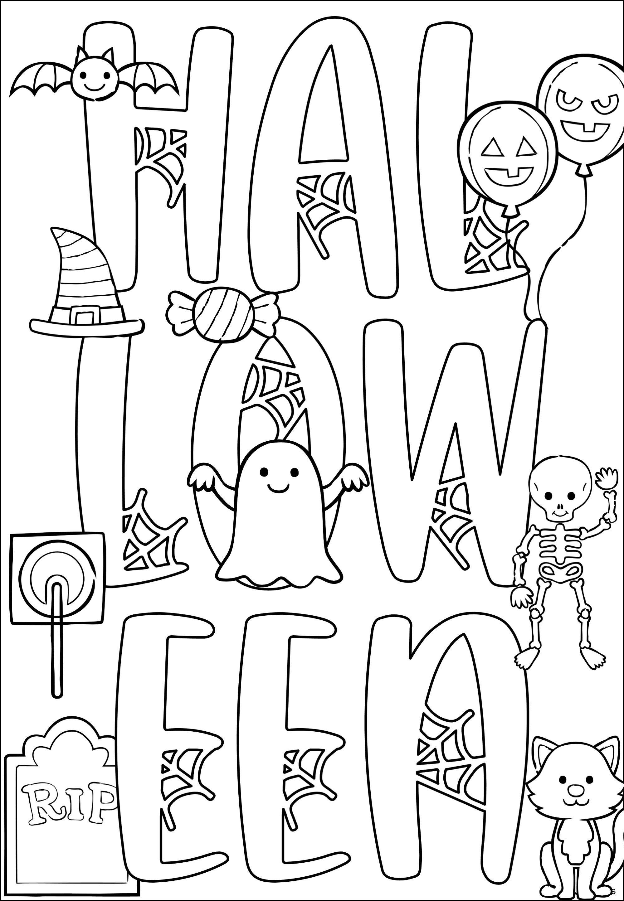 Halloween Coloring Book, Kids Activity Instant PDF Download, Printable ...