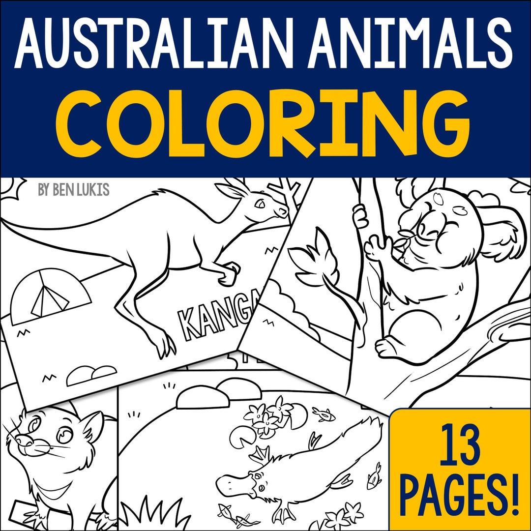Australian Animals Coloring Book Digital Download, Kids Educational ...