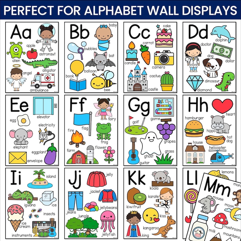 Alphabet Posters A-Z for Classroom, Printable PDF Preschool Alphabet ...