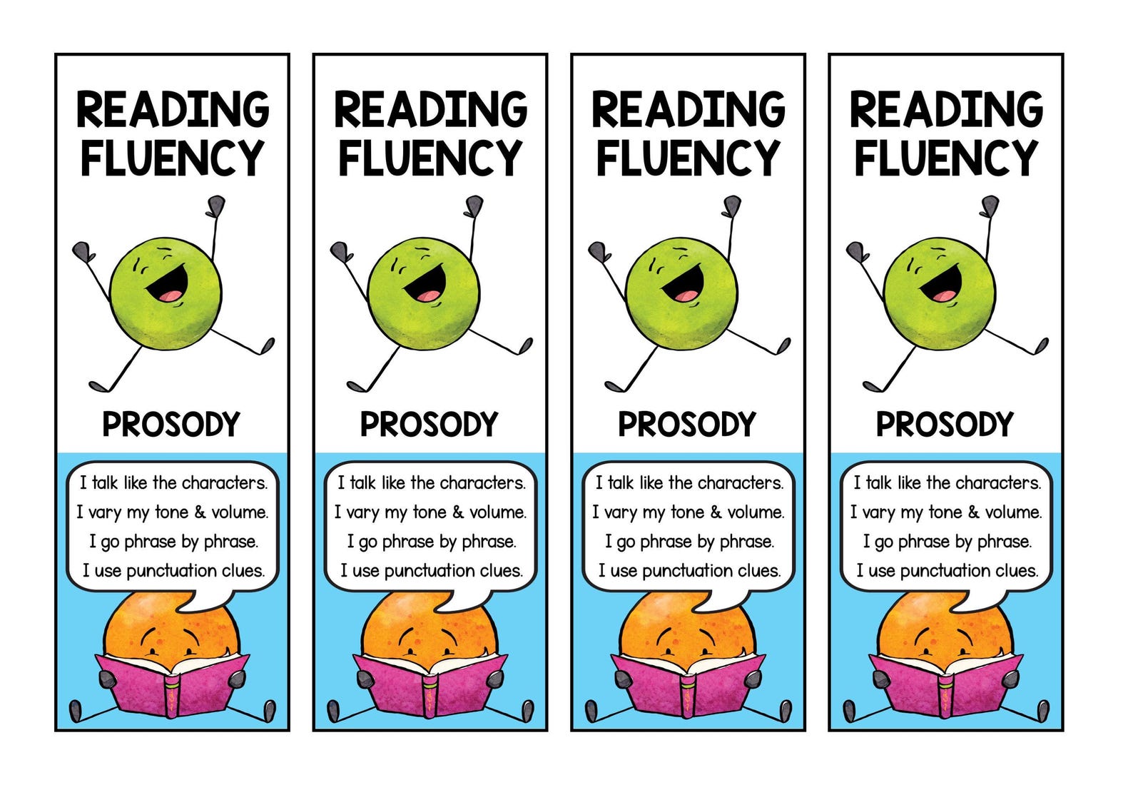Reading Fluency Bookmarks for Kids, Printable Homeschool & Home Reading ...