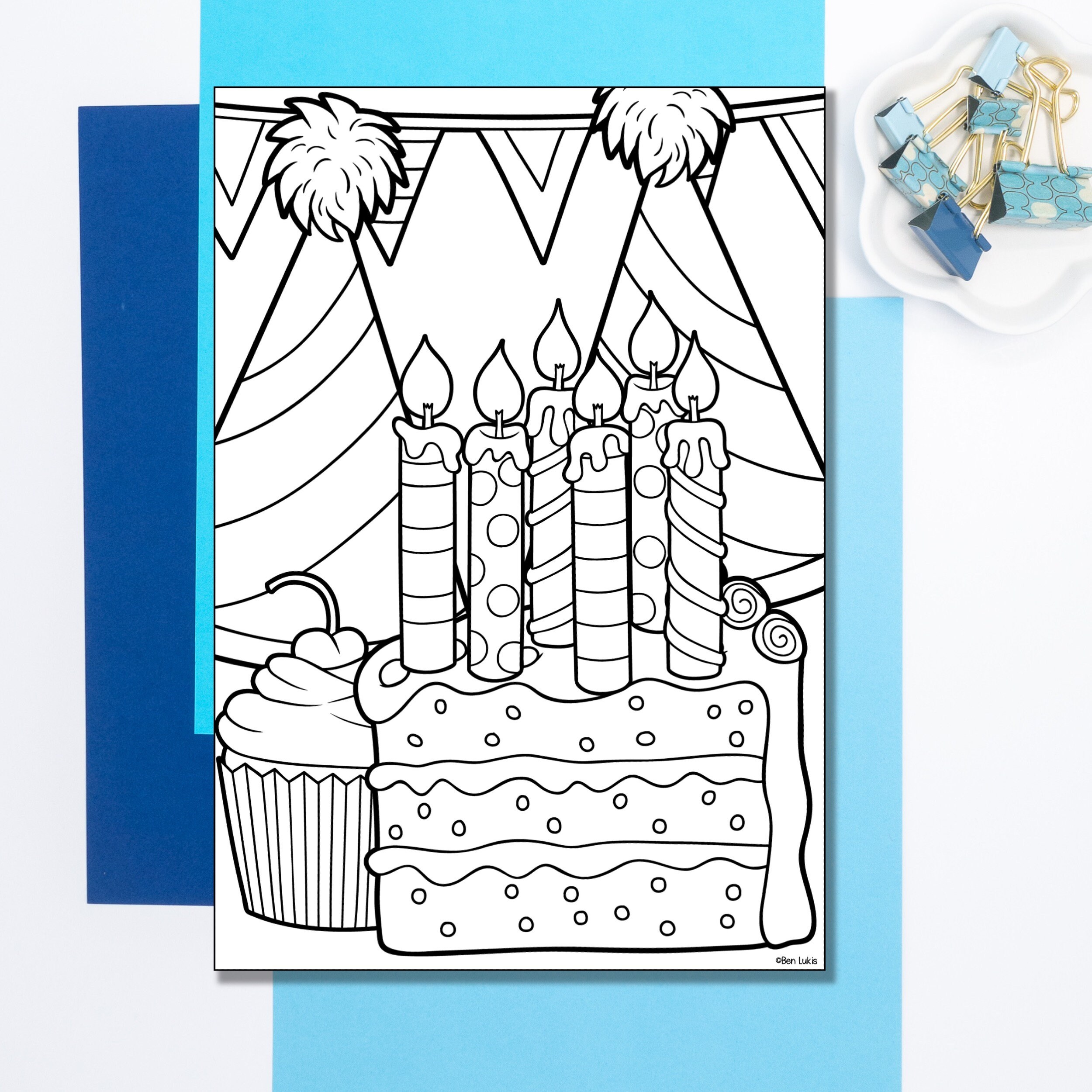 Kids Birthday Coloring Pages, Printable Party Activity, Digital ...