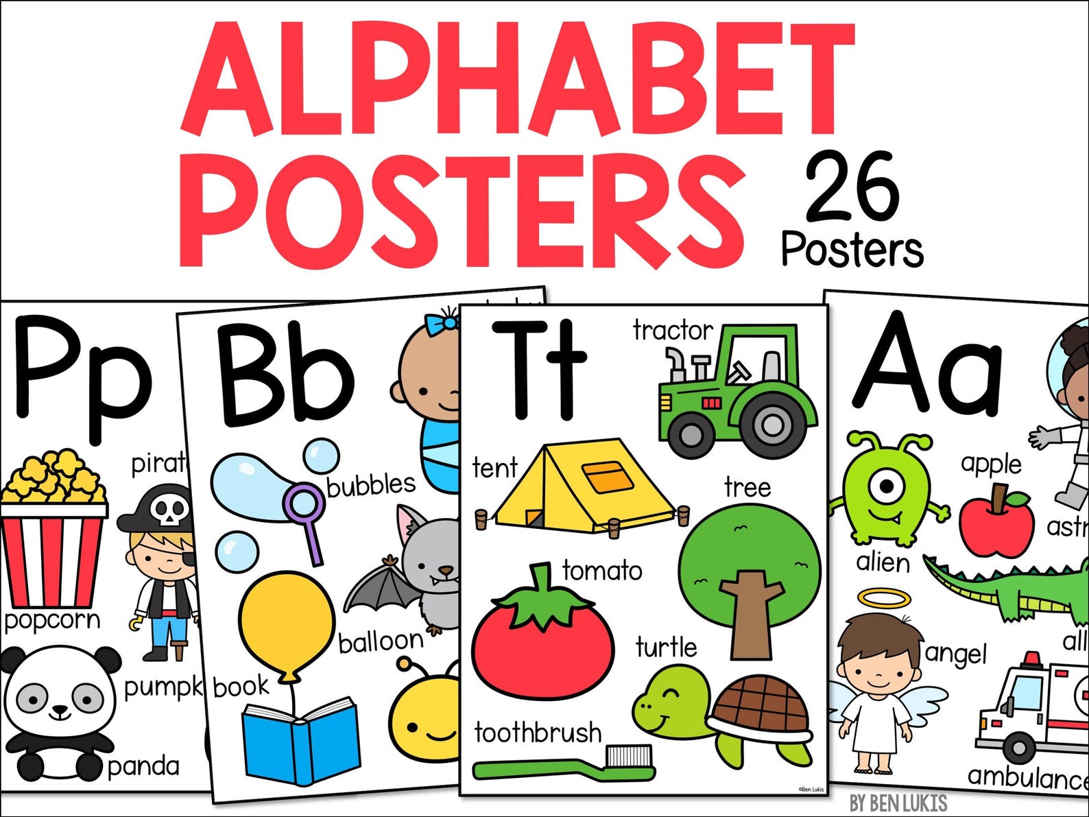 Alphabet Posters, Letters of the Alphabet Pictures, Educational Wall ...