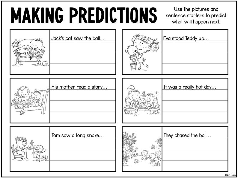 Making Predictions Worksheets With Pictures, Using Visual Texts to ...