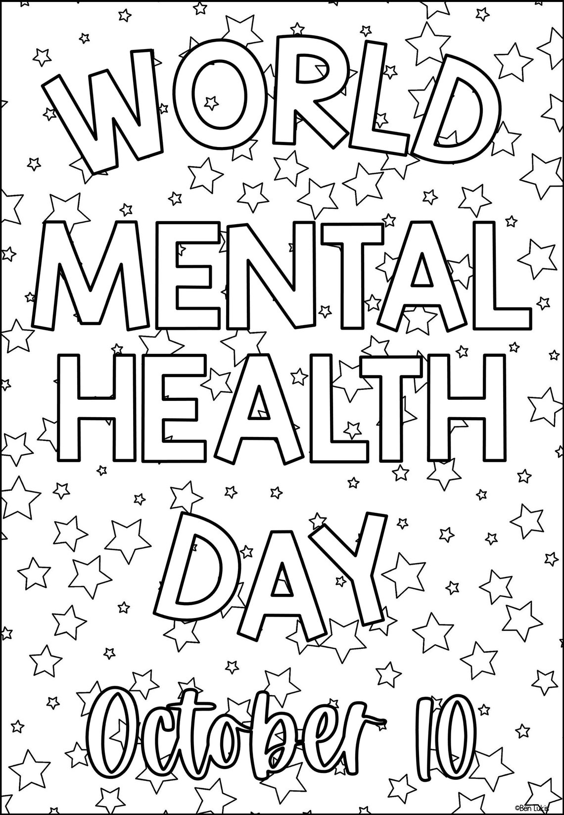 World Mental Health Day Coloring Pages, Digital Download, Self Care ...