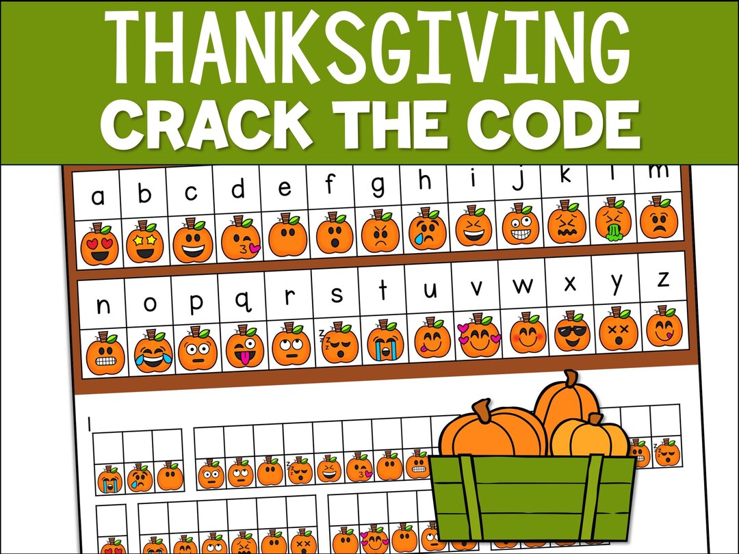 Thanksgiving Crack the Code Game, Kids Fun Educational Activity ...