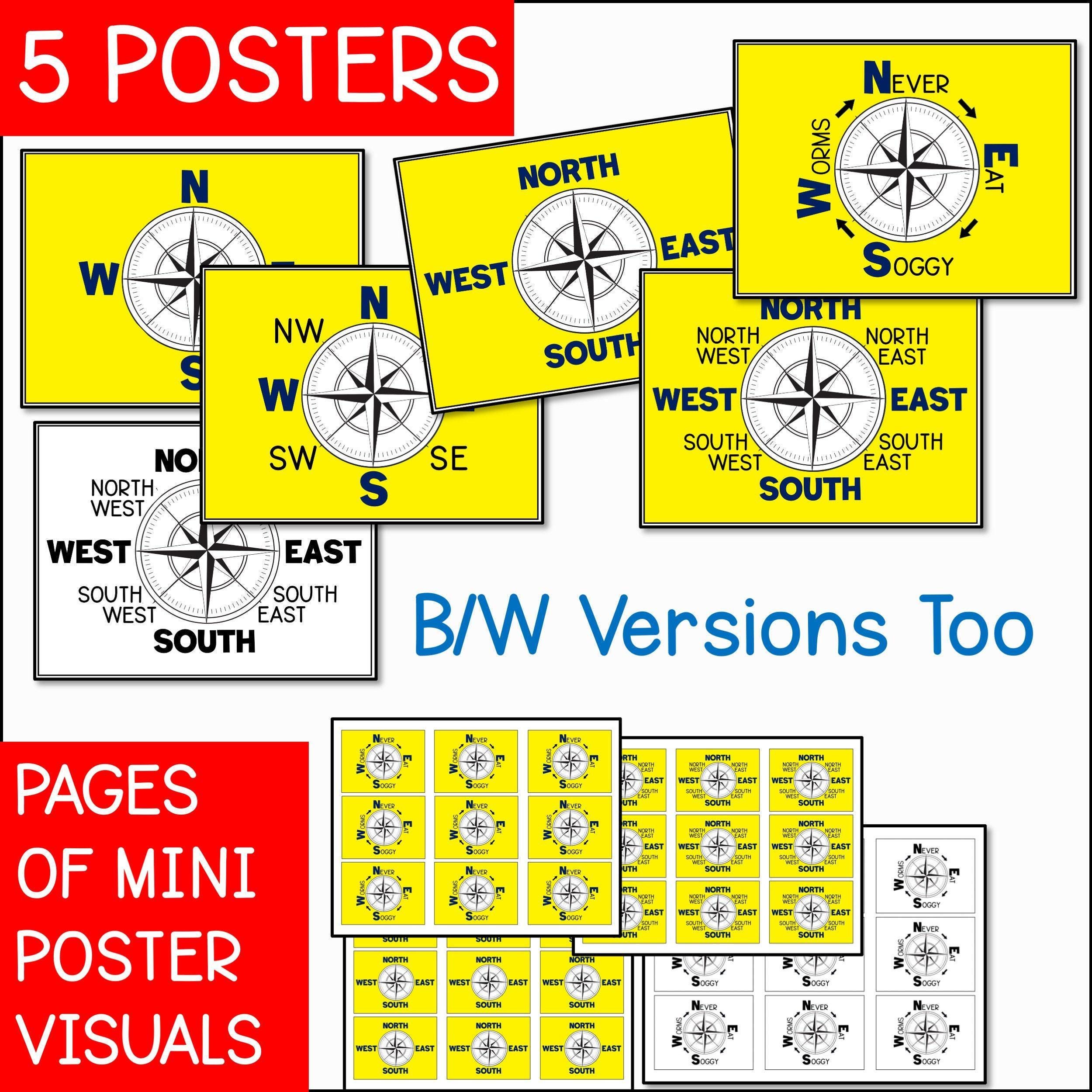 Compass Rose Educational Posters, Math Task Cards and Activities ...