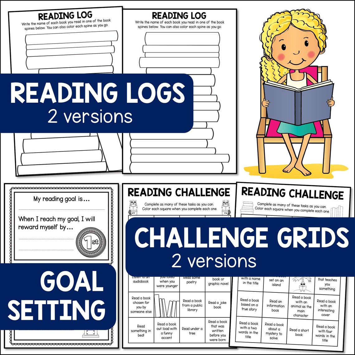 Summer Reading Log Template, Kids Reading Challenge Printable, Summer ...