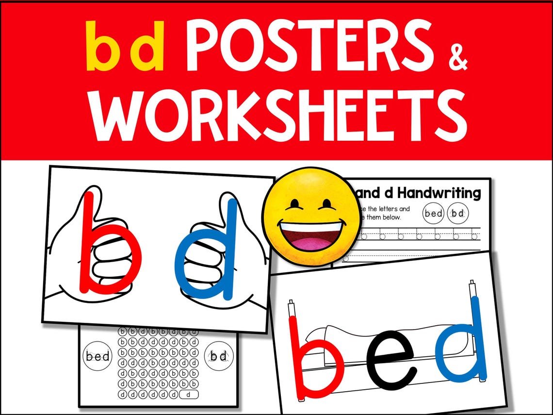 B D Letter Reversals Handwriting Practice Visuals, Posters & Worksheets ...