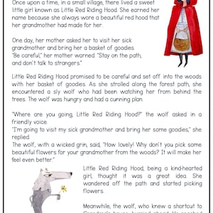 Little Red Riding Hood Reading Passages, Fairy Tale to Read ...
