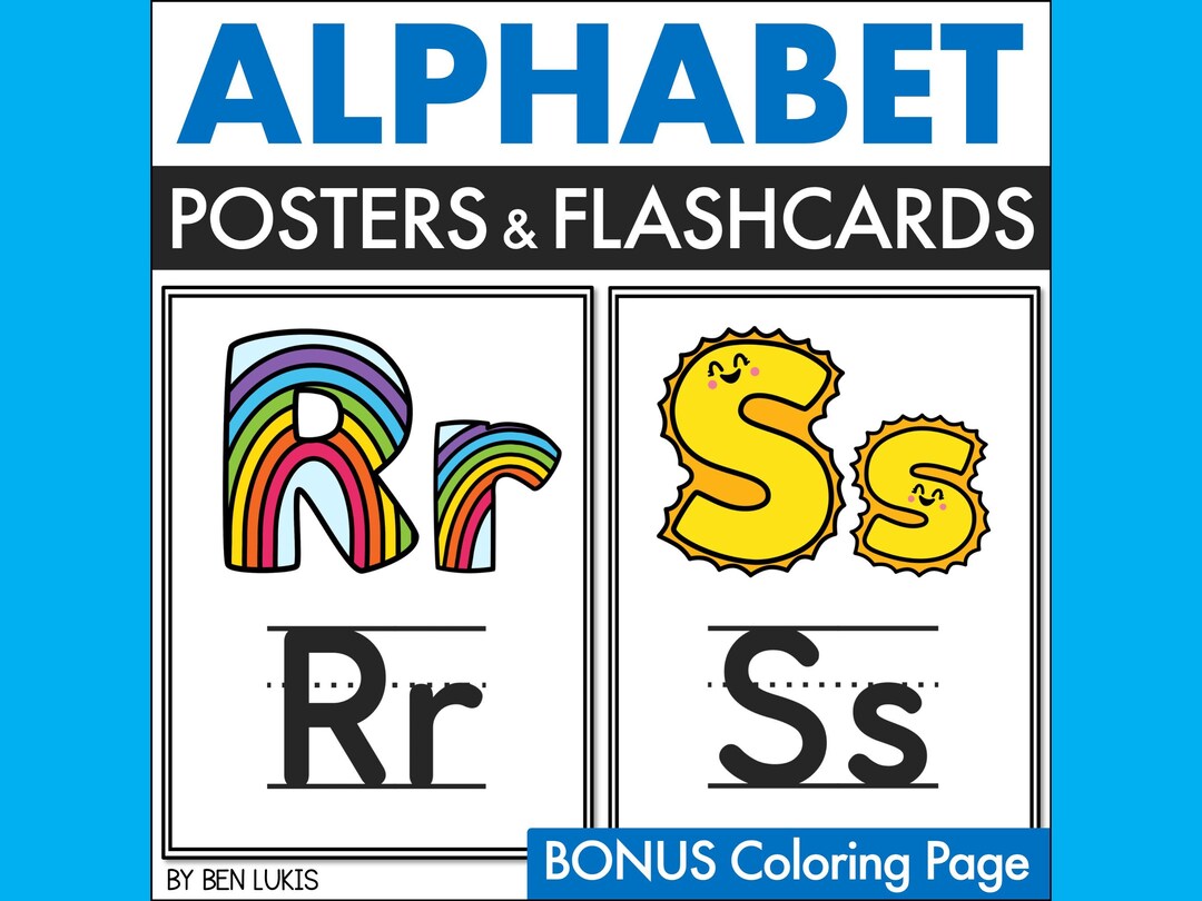 ABC Alphabet Posters Flashcards & Coloring Page, ELA Literacy ...
