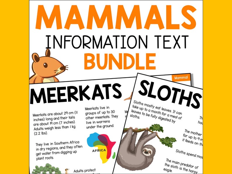 Mammal Information Fact Sheets for Kids, Reading Passages About Mammals ...