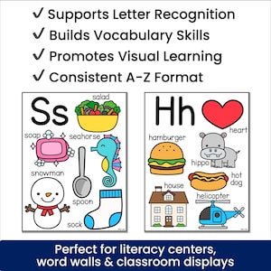 Alphabet Posters A-Z for Classroom, Printable PDF Preschool Alphabet ...