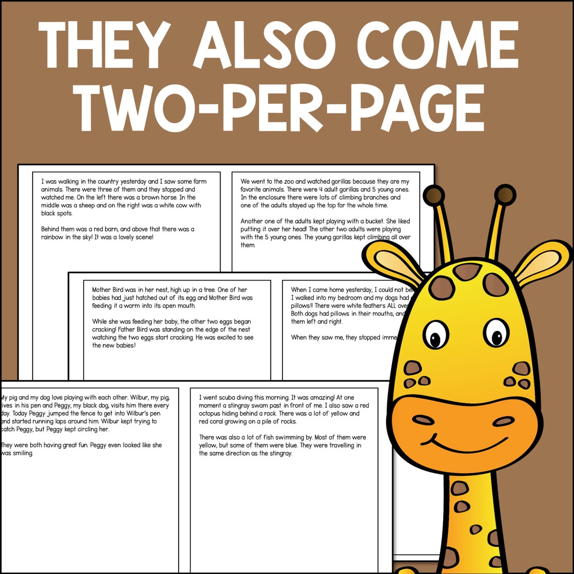 Animal Reading Passages to Read and Illustrate to Build Reading ...