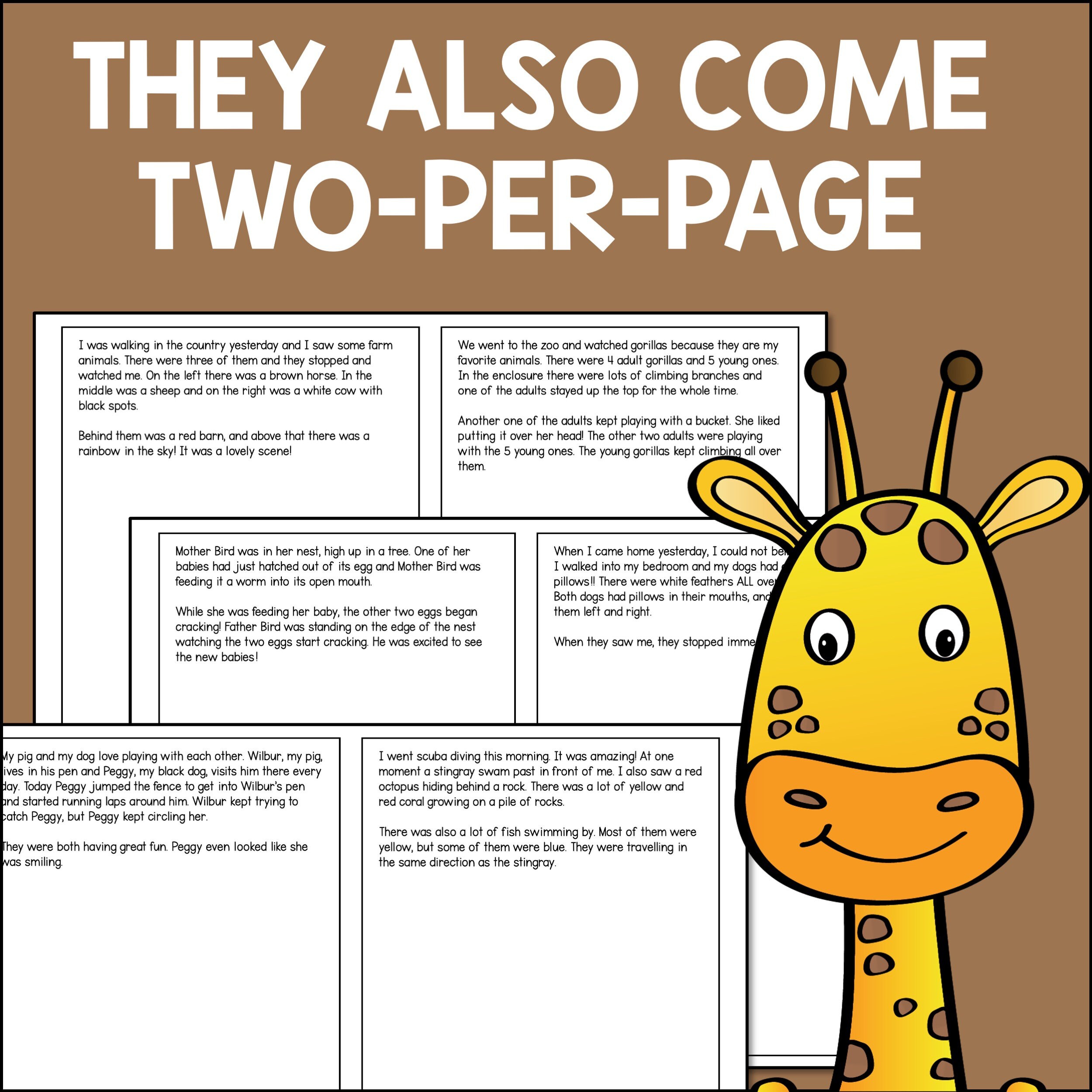 Animal Reading Passages to Read and Illustrate to Build Reading ...