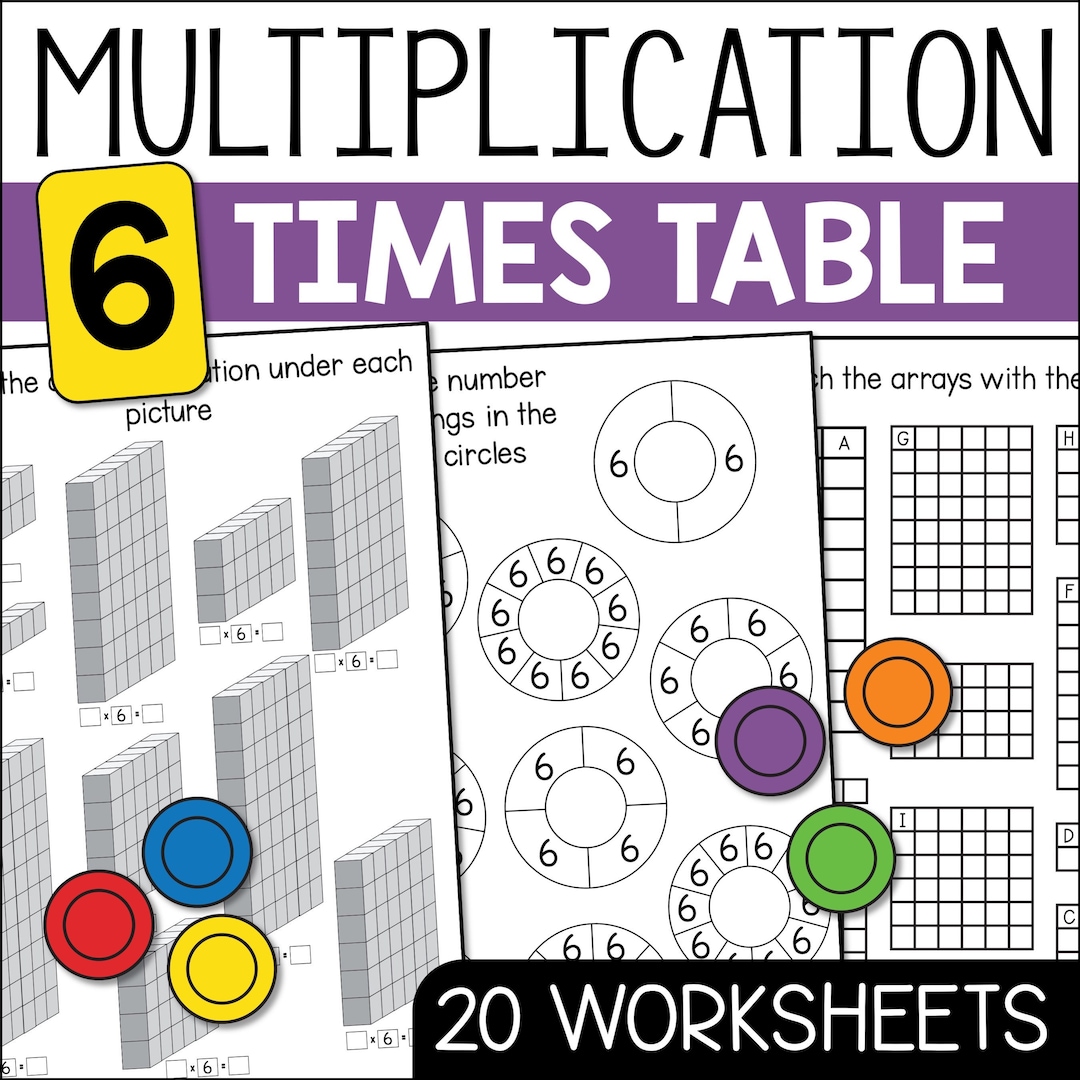 Multiplication Practice Worksheets for 6 Times Table - Etsy