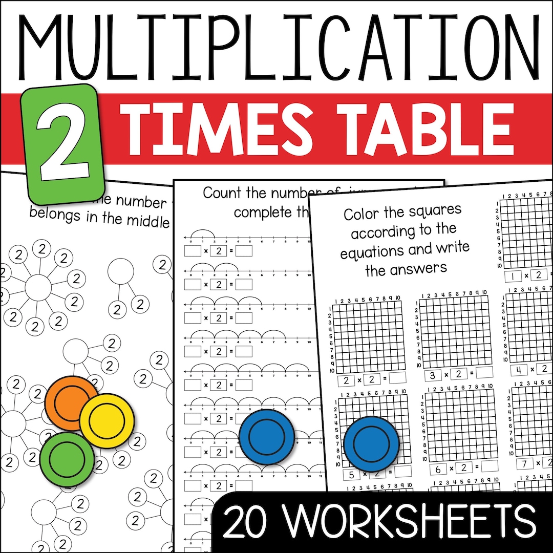 Multiplication Practice Worksheets for 2 Times Table - Etsy