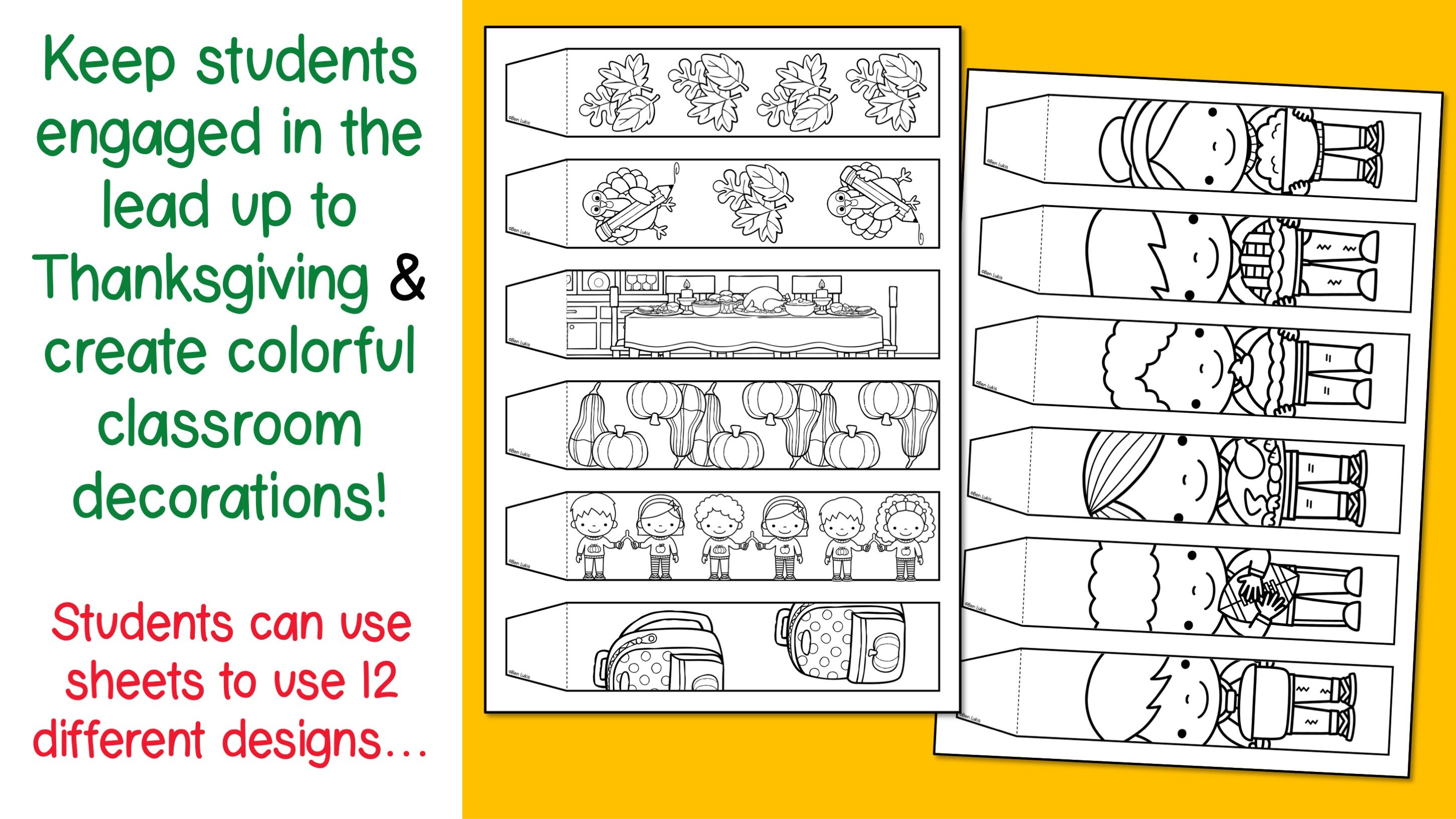 Thanksgiving Paper Chains, Printable Thanksgiving Craft, DIY Decoration ...