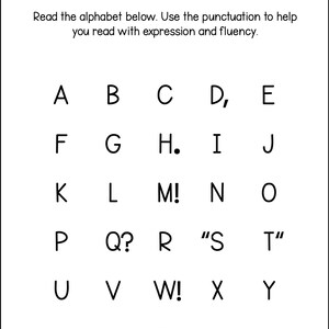 Reading Fluency & Expression Punctuation Worksheets, Fluency and ...
