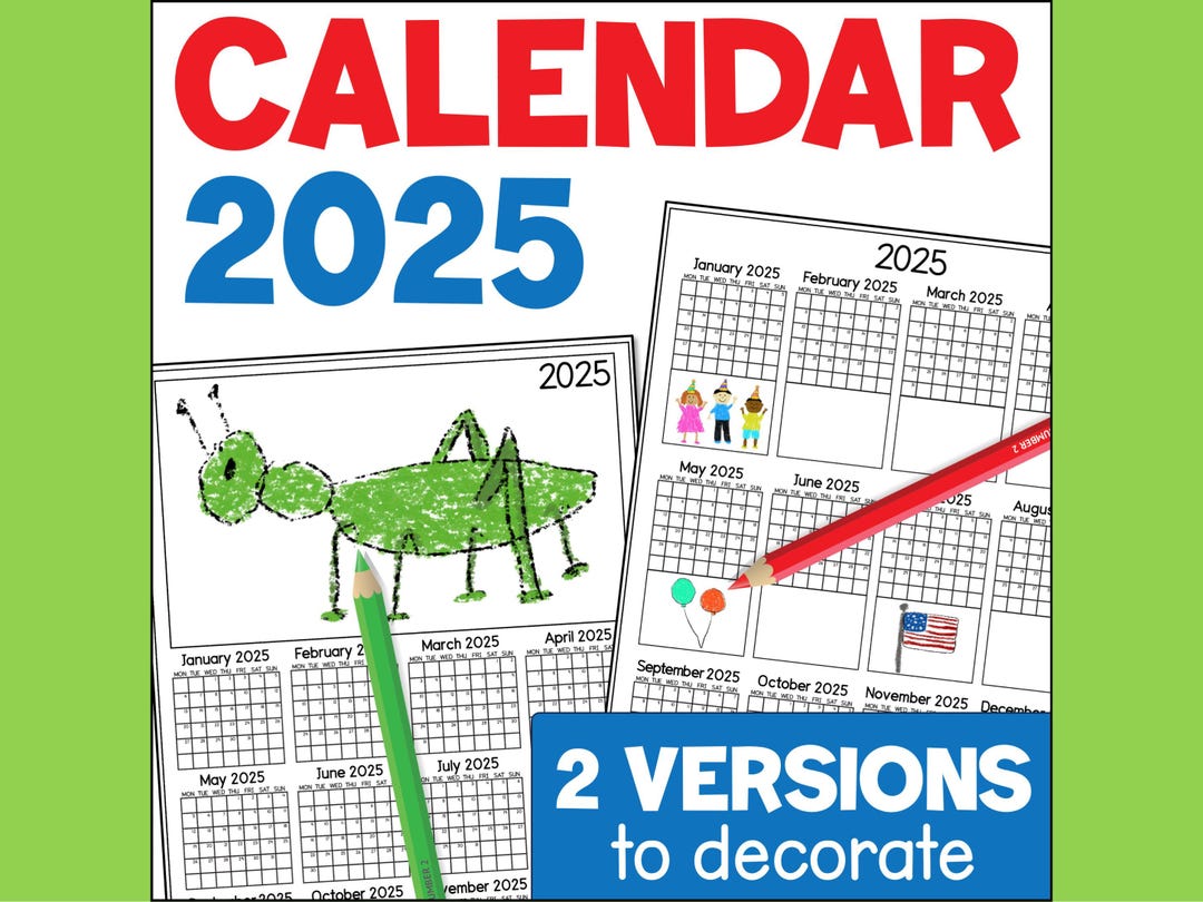 2025 Calendar for Kids, Printable Blank Monthly 2025 Calendar Gift ...
